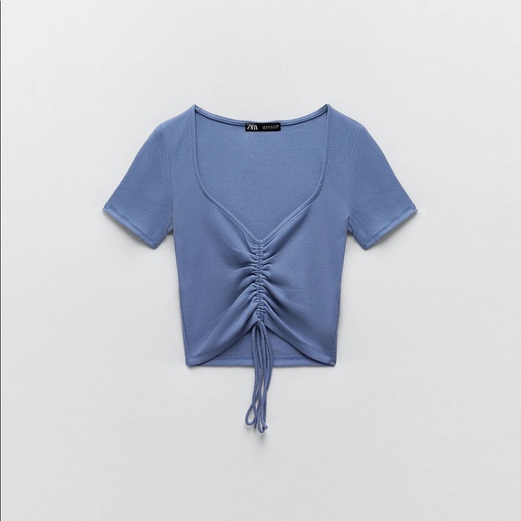 Zara | Tops | Zara Ruched Ribbed Top | Poshmark